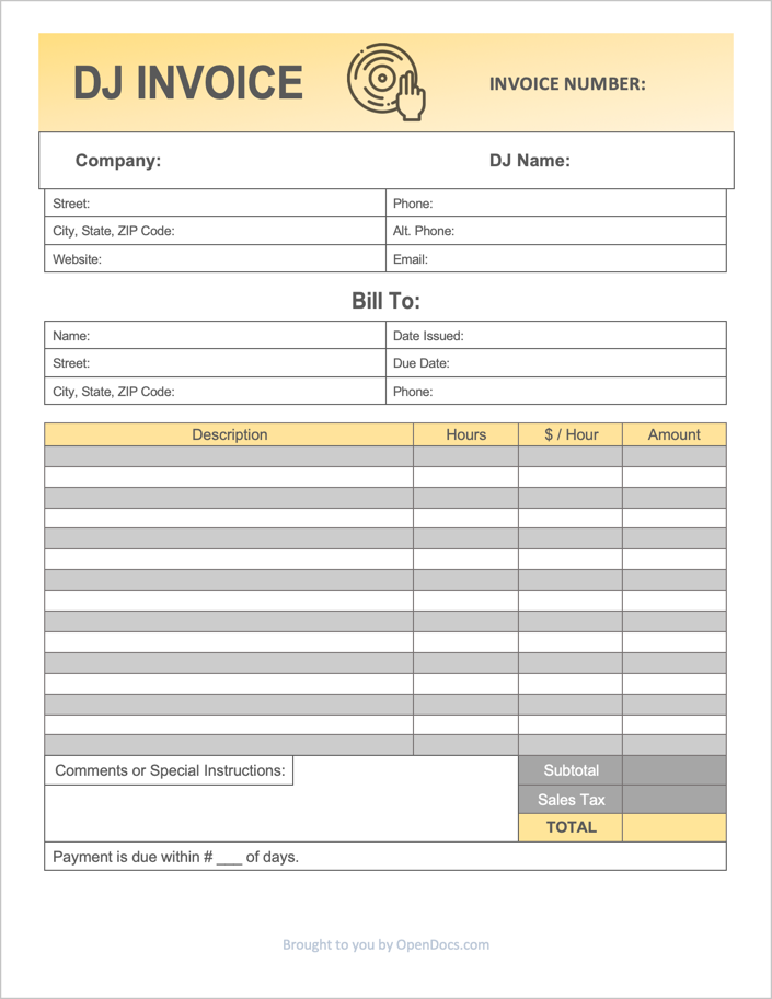 Dj Invoice Template Free Sportmenswatches