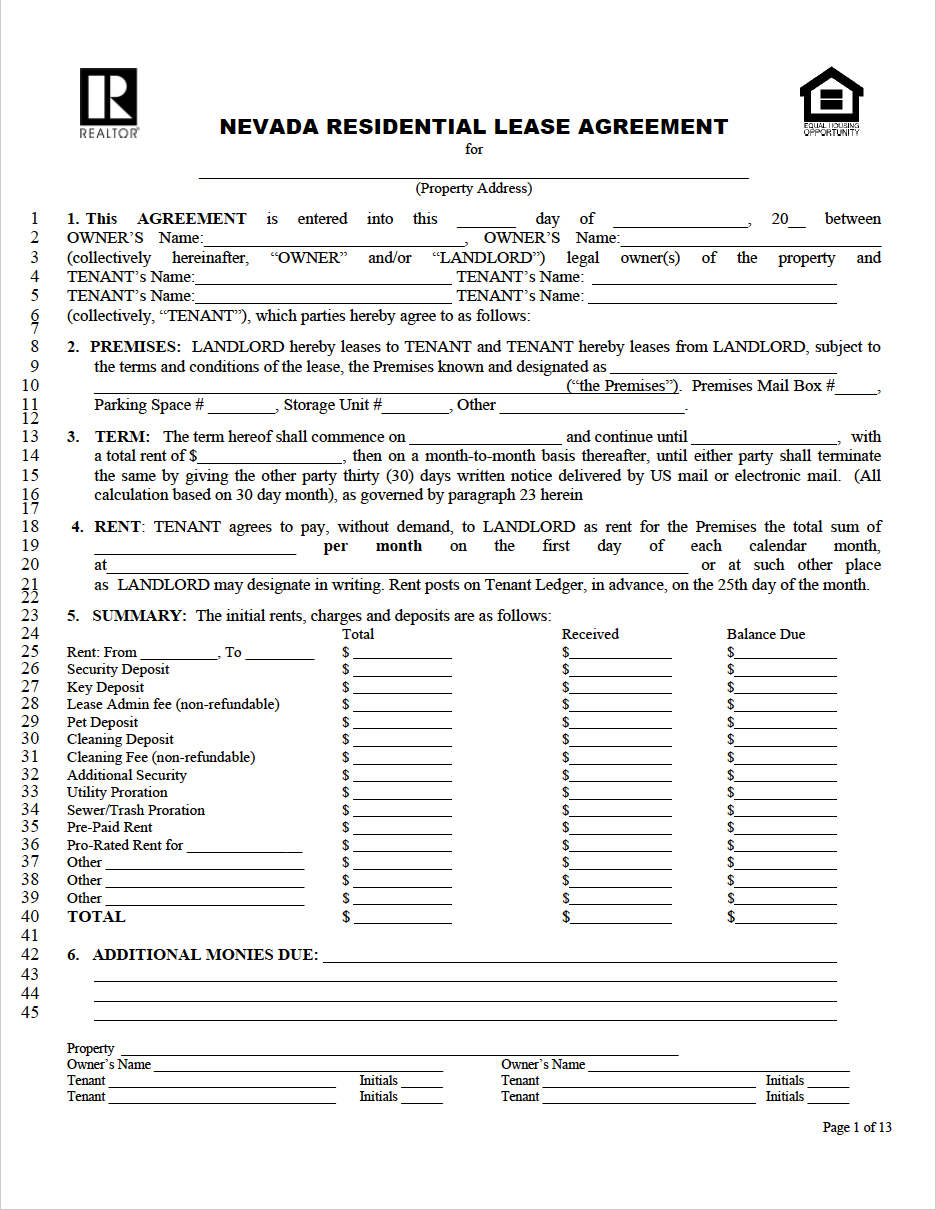 Free Motor Vehicle Lease Agreement Template